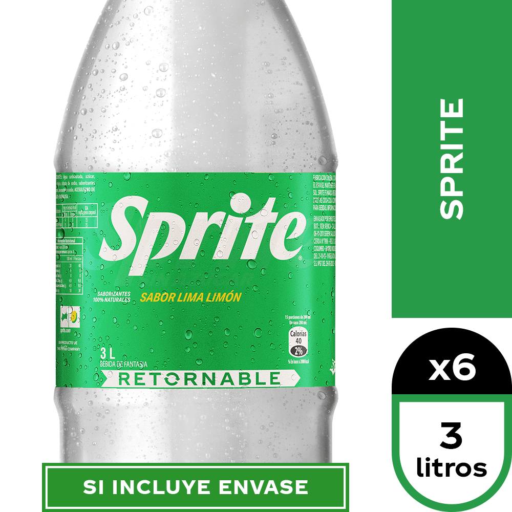 Starter Kit Sprite Retornable 6 x 3,0 lt. (Incluye jaba y envases ...