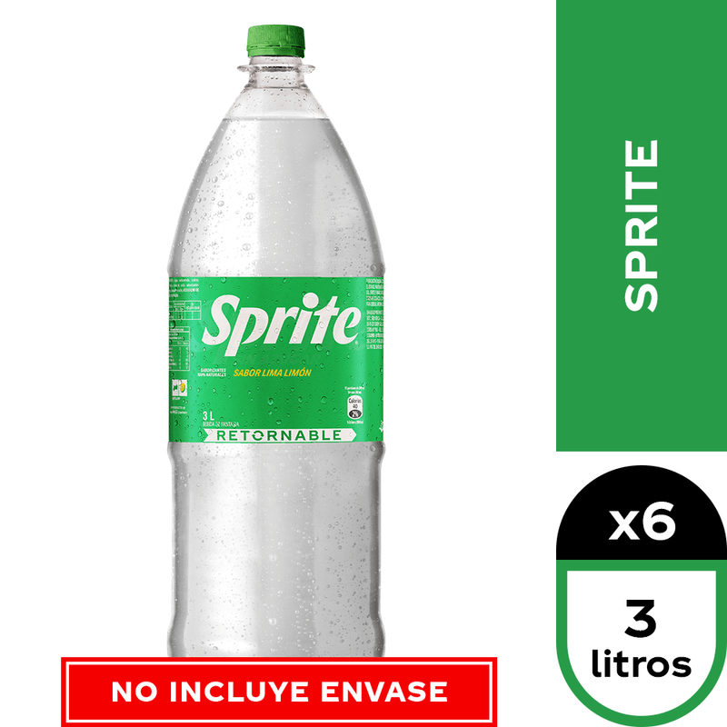 Refill Sprite Retornable 6 x 3,0 lt. (No incluye envases) - miCoca-Cola.cl