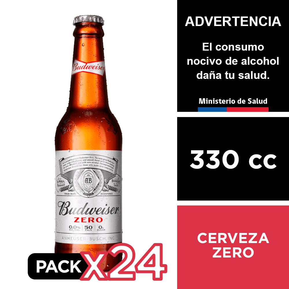 Budweiser Zero 24 x 330 CC | miCoca-Cola.cl - miCoca-Cola.cl