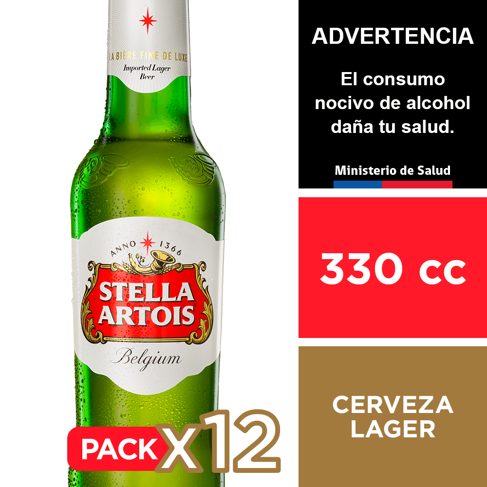 Cerveza Stella Artois 5,0° 12 x 330 cc. | miCoca-Cola.cl - miCoca-Cola.cl