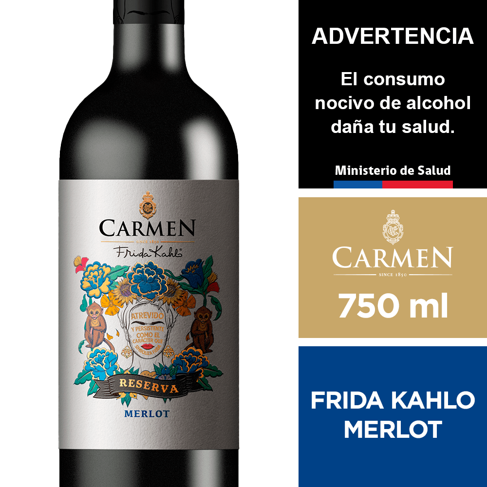 Vino Carmen Reserva Frida Kahlo Merlot 750 ml. - miCoca-Cola.cl