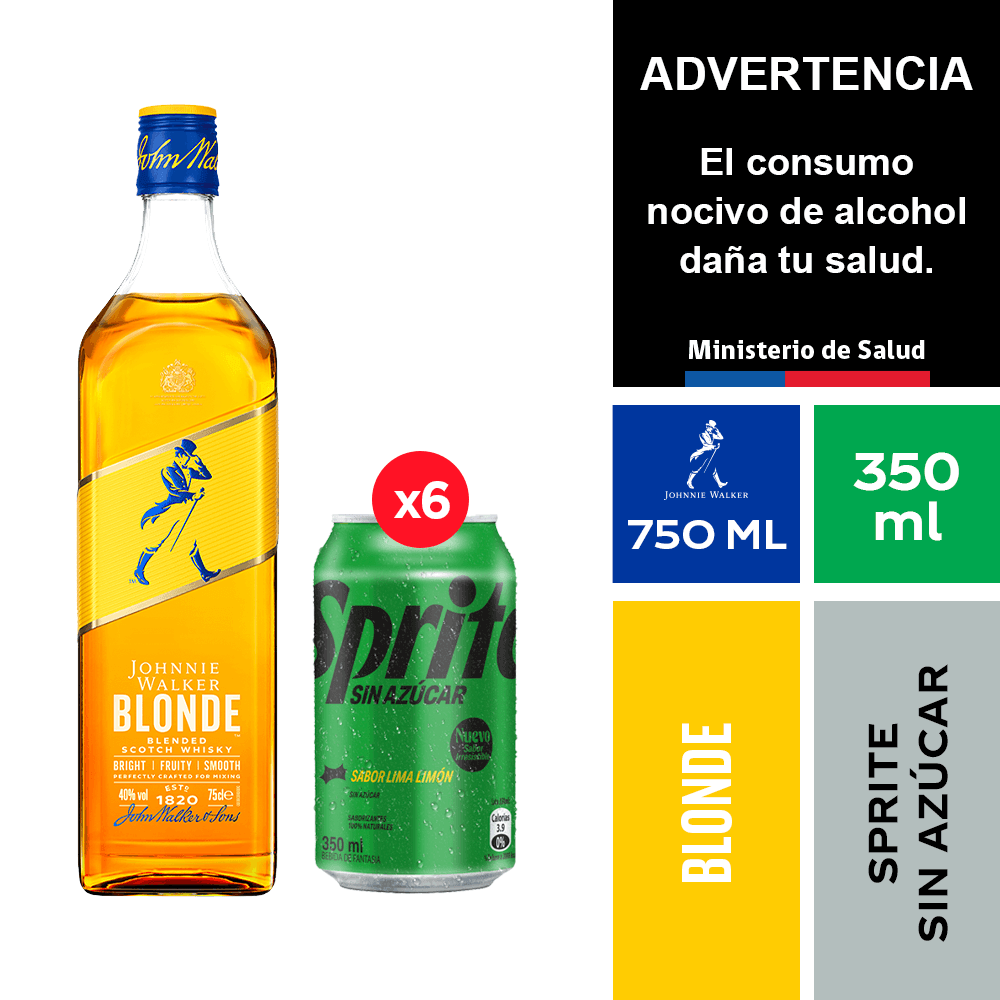 Johnnie Walker Blonde 750 ml. + Sprite Sin Azúcar 6 x 350 ml. - miCoca ...