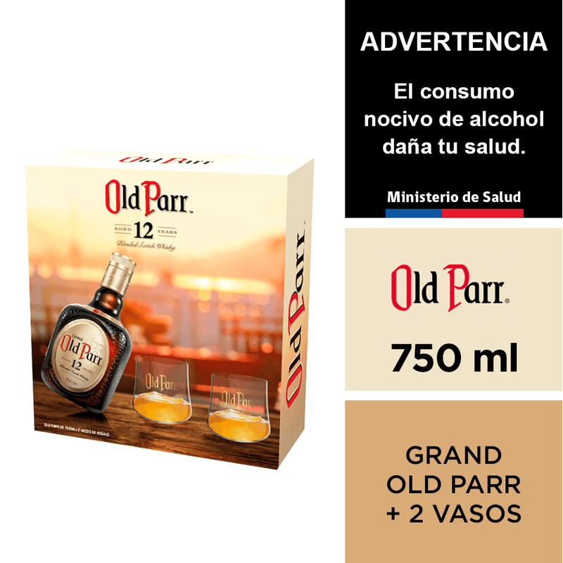 Pack Whisky Grand Old Parr 750 ml. + 2 Vasos. - miCoca-Cola.cl