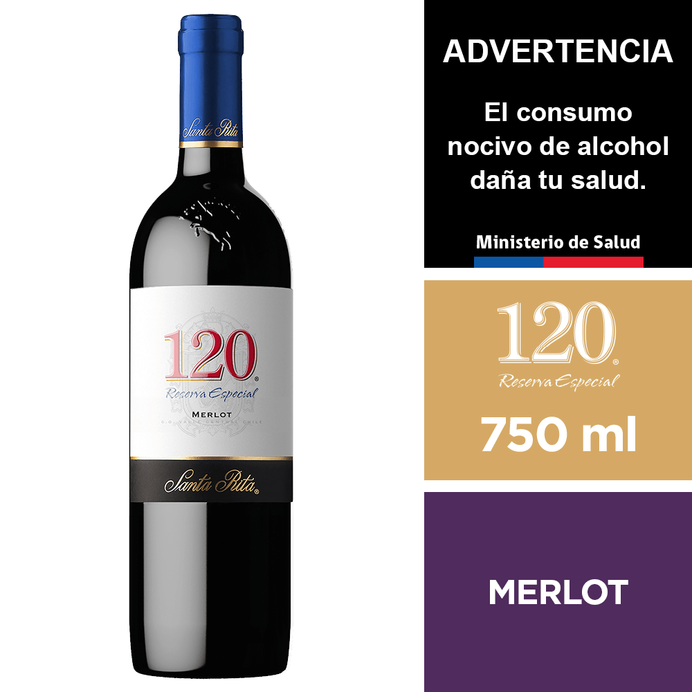 Vino 120 Reserva Especial Merlot 750 ml. | miCoca-Cola.cl - miCoca-Cola.cl