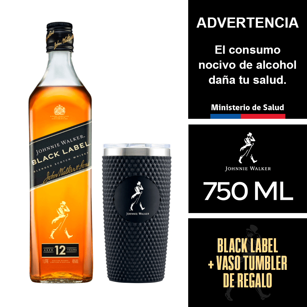 Pack Johnnie Walker Black Label 750 ml. + Vaso Tumbler - miCoca-Cola.cl