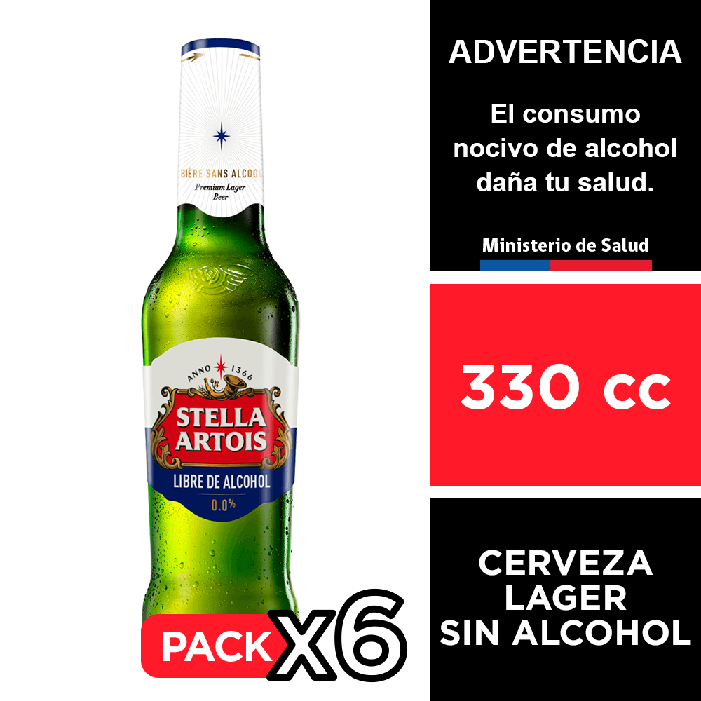 Cerveza Stella Artois 0° Sin Alcohol 6 x 330 cc. | miCoca-Cola.cl ...