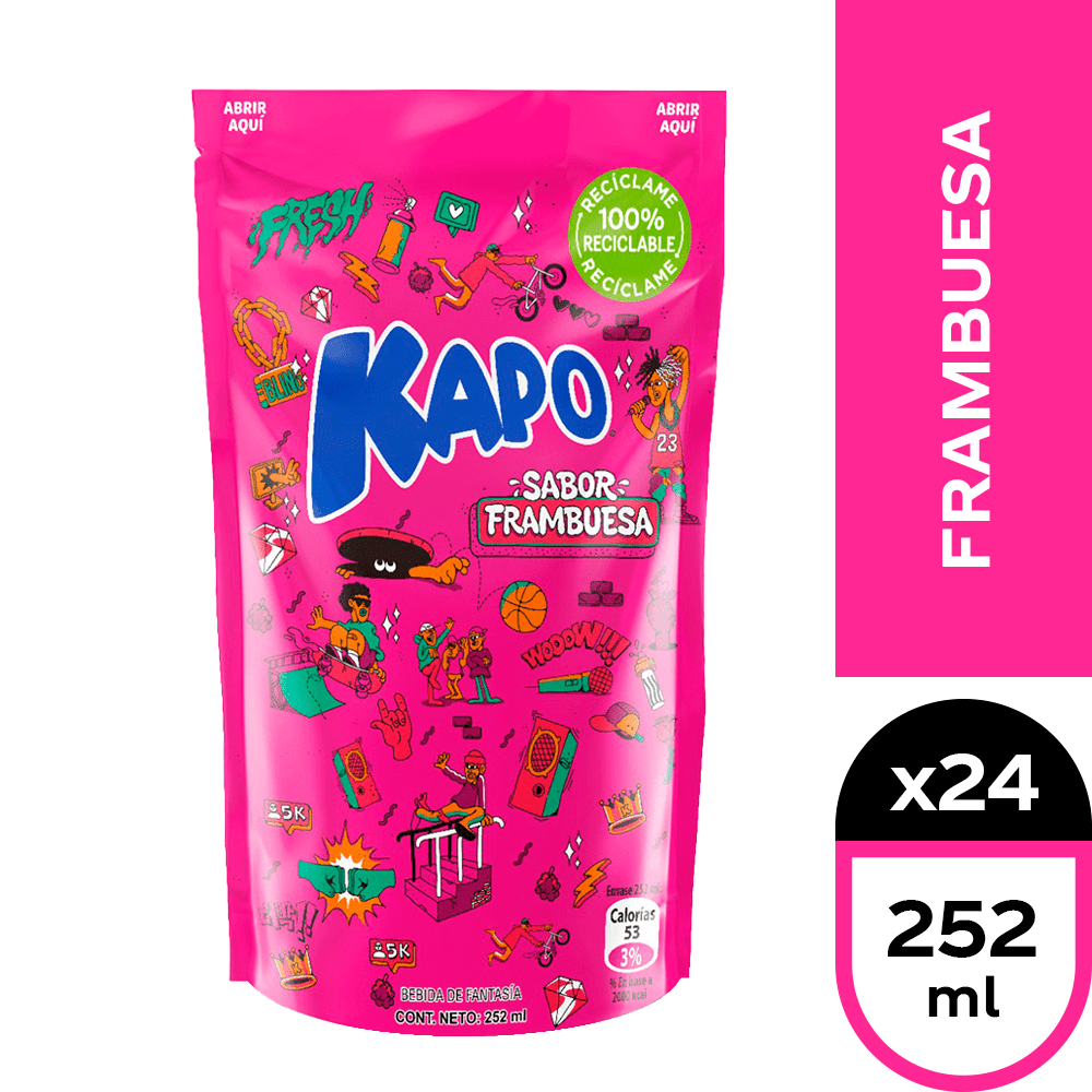 Kapo Frambuesa 24 x 252 ml. | miCoca-Cola.cl - miCoca-Cola.cl